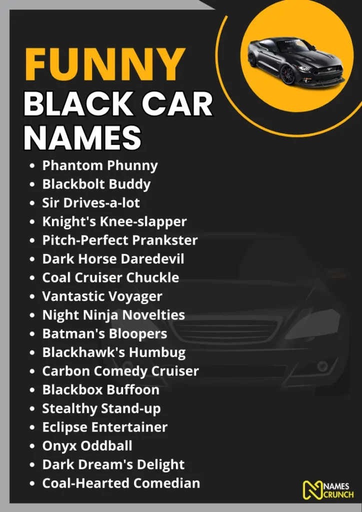 Funny Black Car Names 300 Ideas With Meanings Names Crunch
