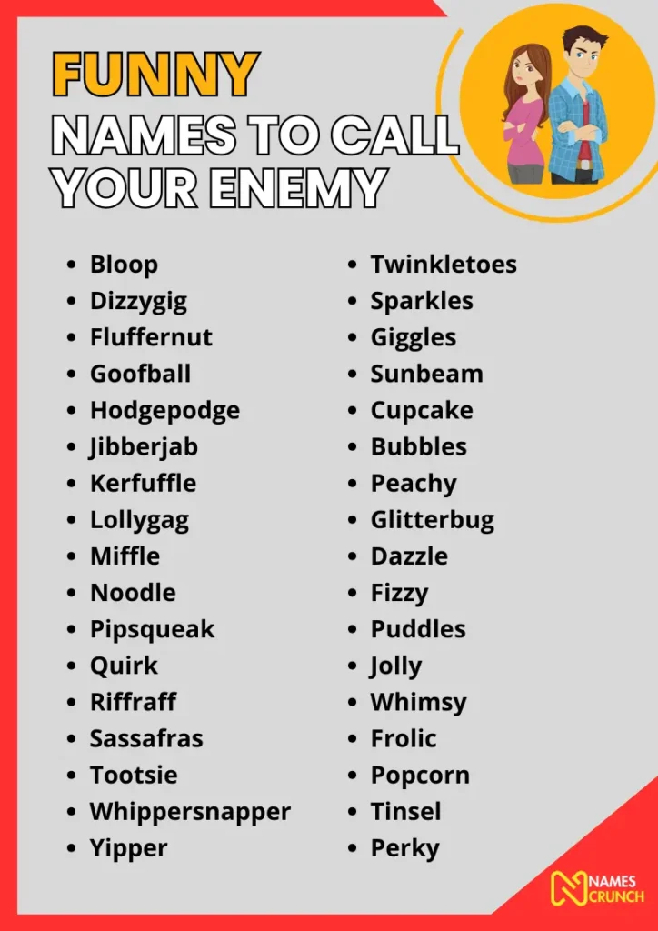 Funny Names To Call Your Enemy 400 Clever Ideas Names Crunch