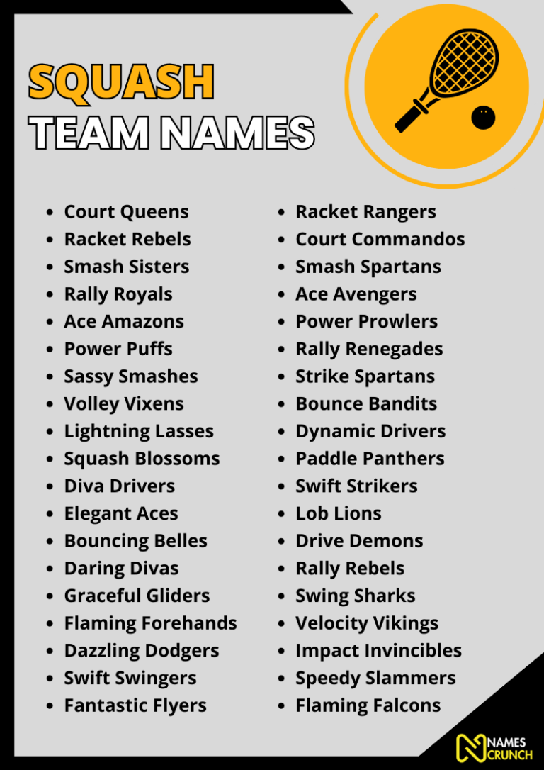 Squash Team Names [300+ Cool & Funny Ideas] - Names Crunch